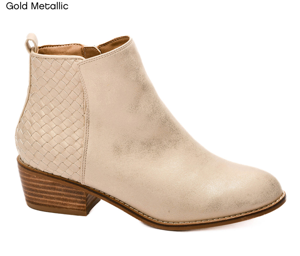 Corkys Half N Half Gold Metallic Booties – Willow at Merle Norman
